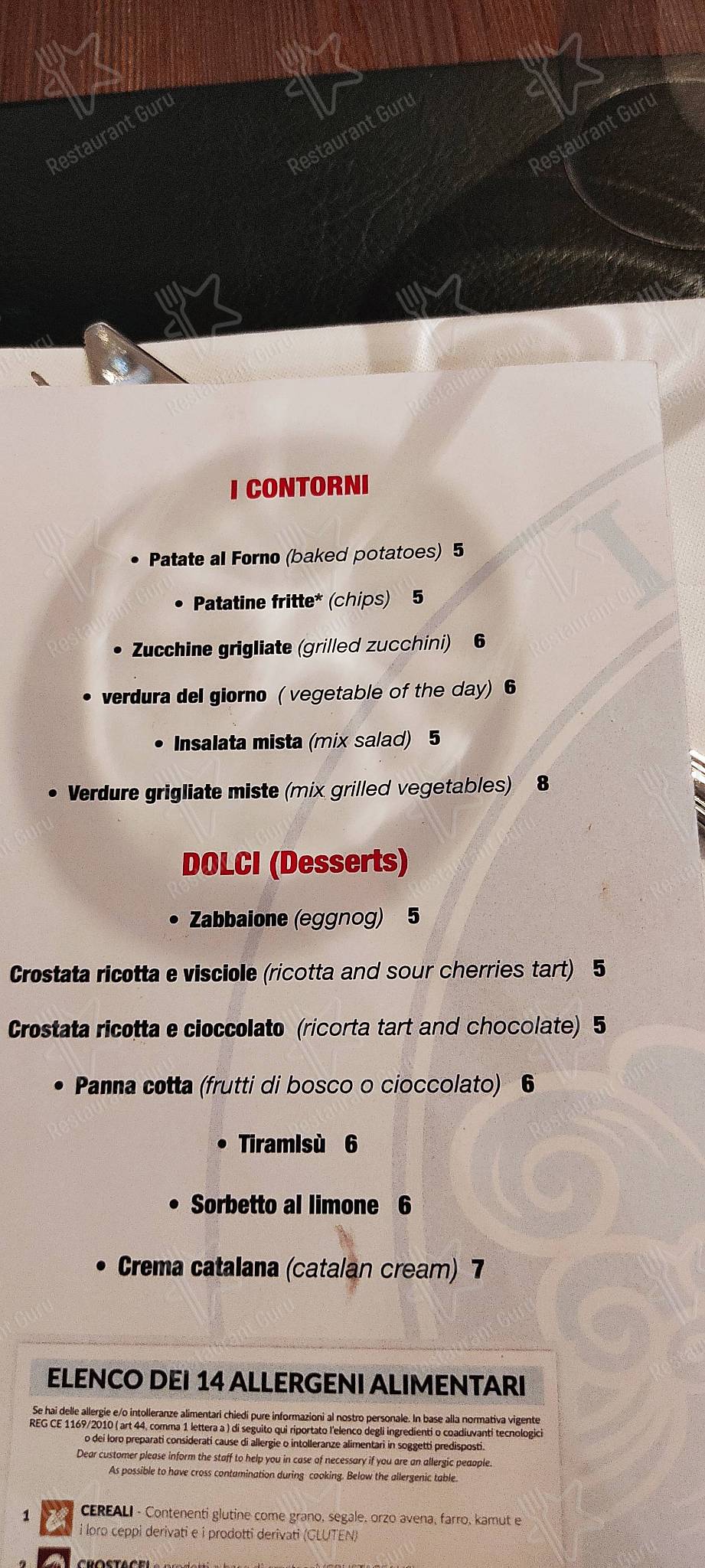 Menu da Le Onde Trattoria del Mare ristorante, Roma, Via Costantino Morin