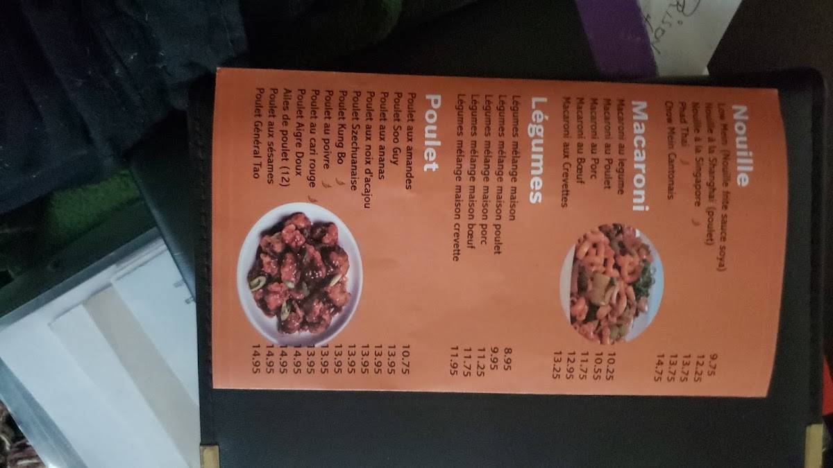 Menu au Nouveau Pin D'Asie restaurant, Saint-Hyacinthe