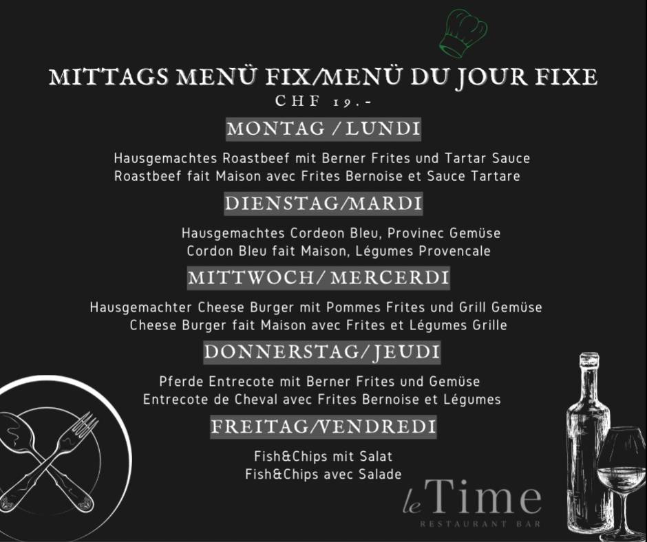 Speisekarte von Le Time Restaurant Bar, Biel