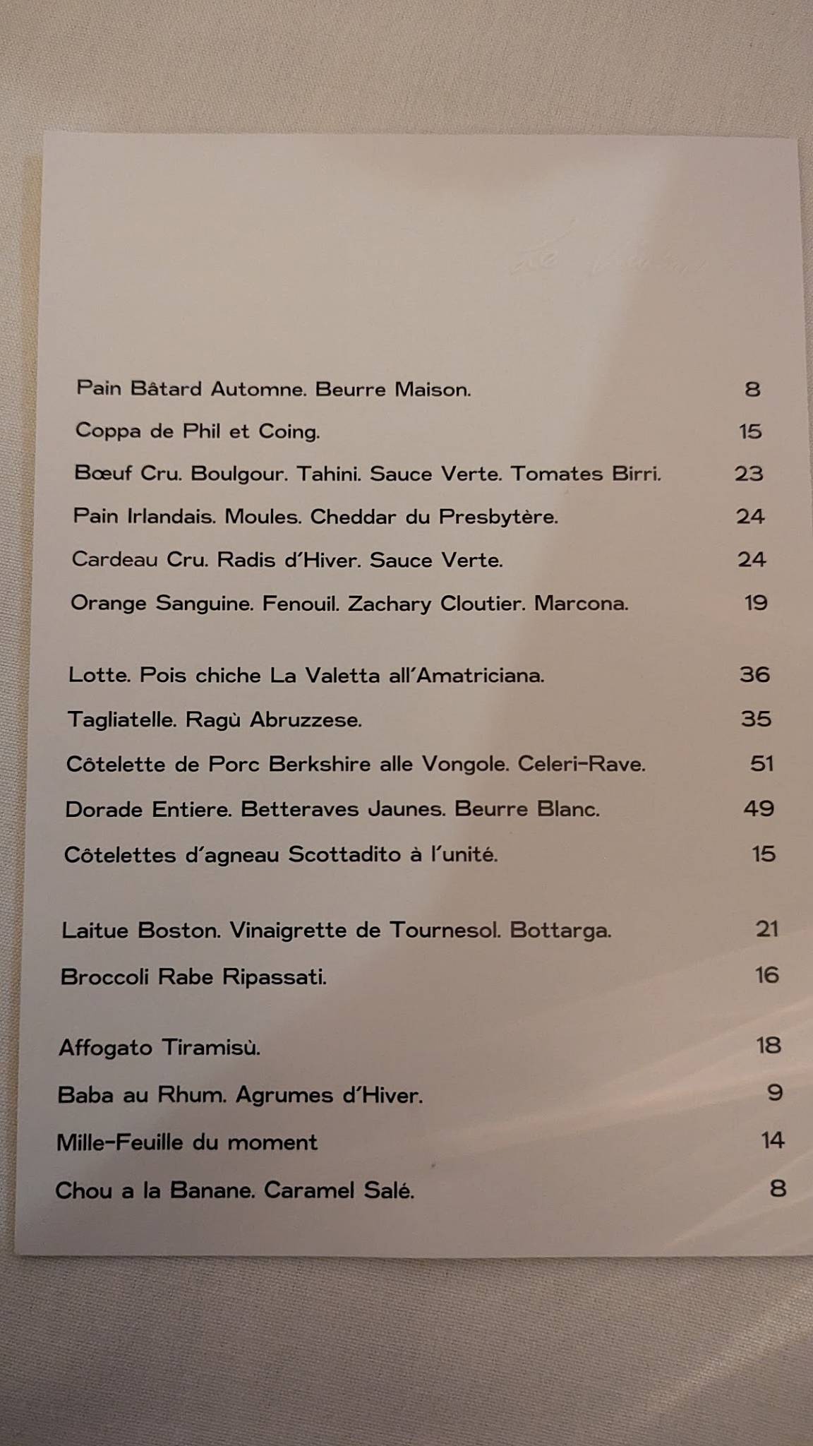 Menu at Le Violon pub & bar, Montréal