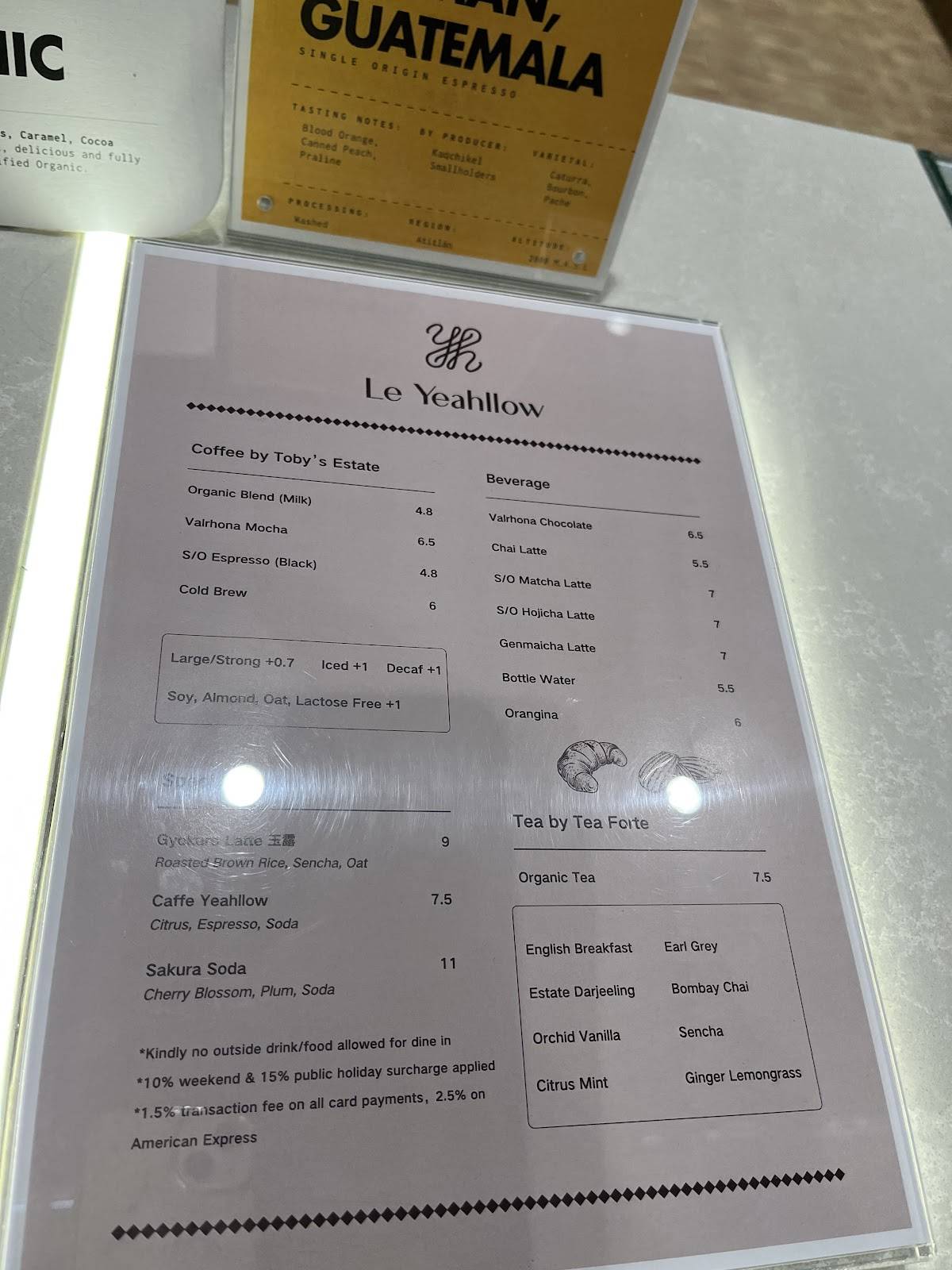 Menu at Le Yeahllow - Cake Shop Little Collins St pub & bar, Melbourne