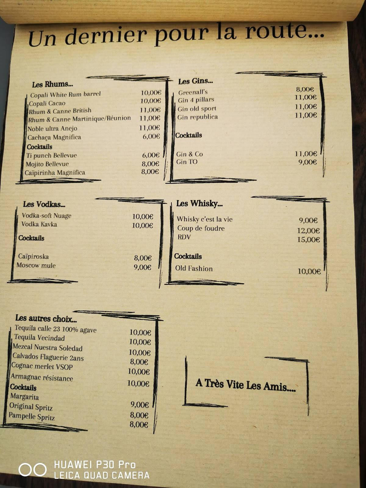 Menu au Le Passage À Niveaux restaurant, Paris