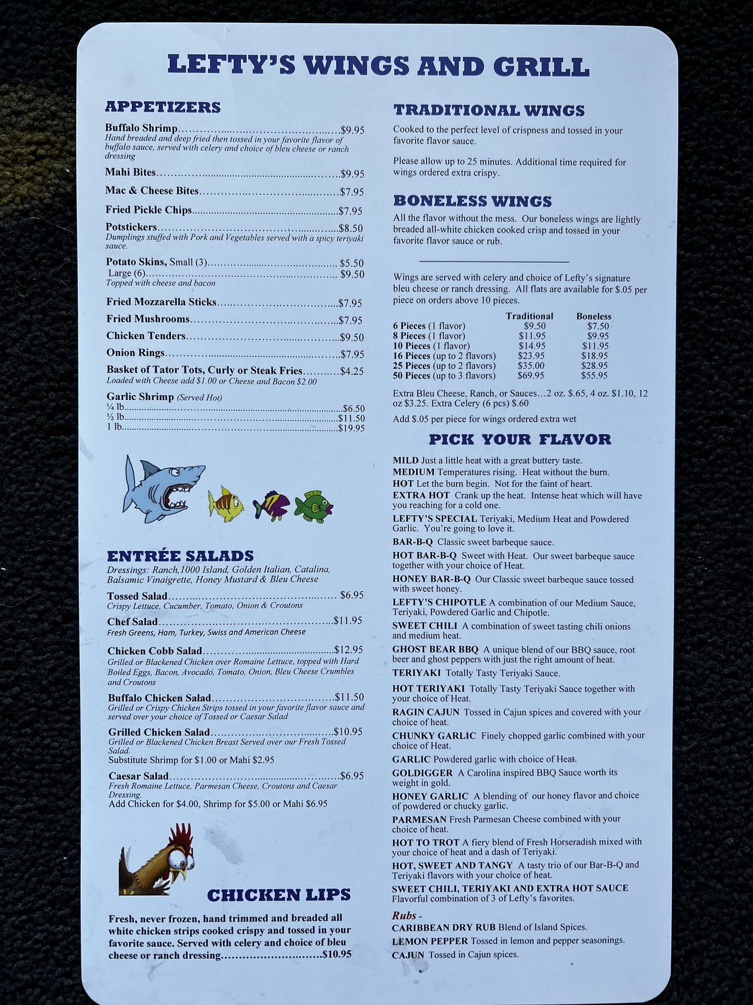 Menu at Lefty's Wings & Grill restaurant, Port St. Lucie, SE Port St ...