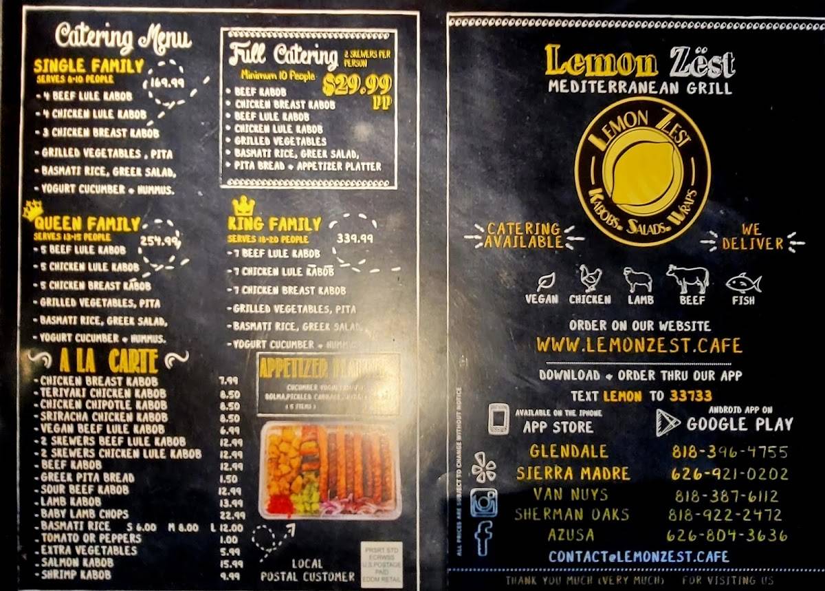 Menu at Lemón Zëst pub & bar, Azusa