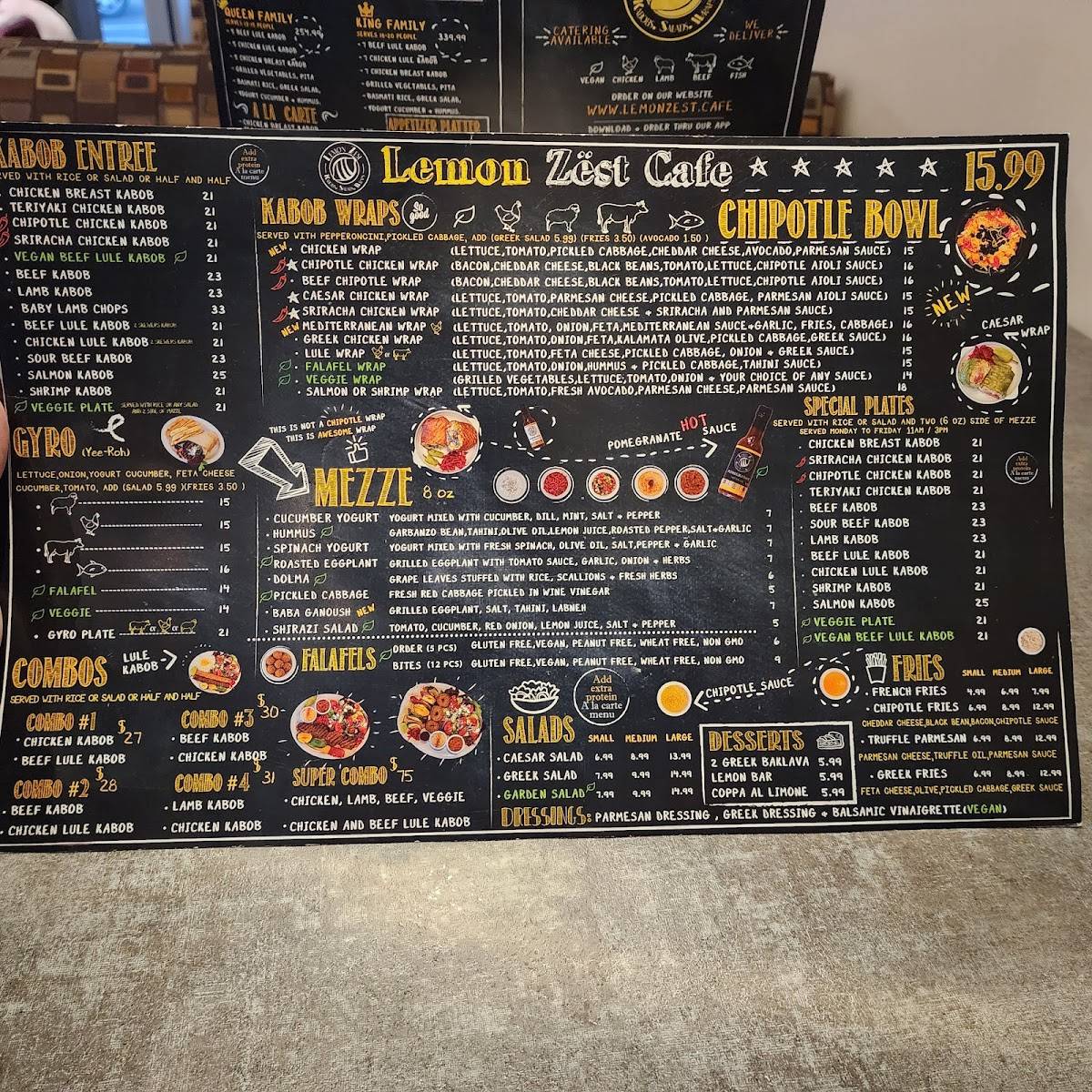 Menu at Lemón Zëst pub & bar, Azusa