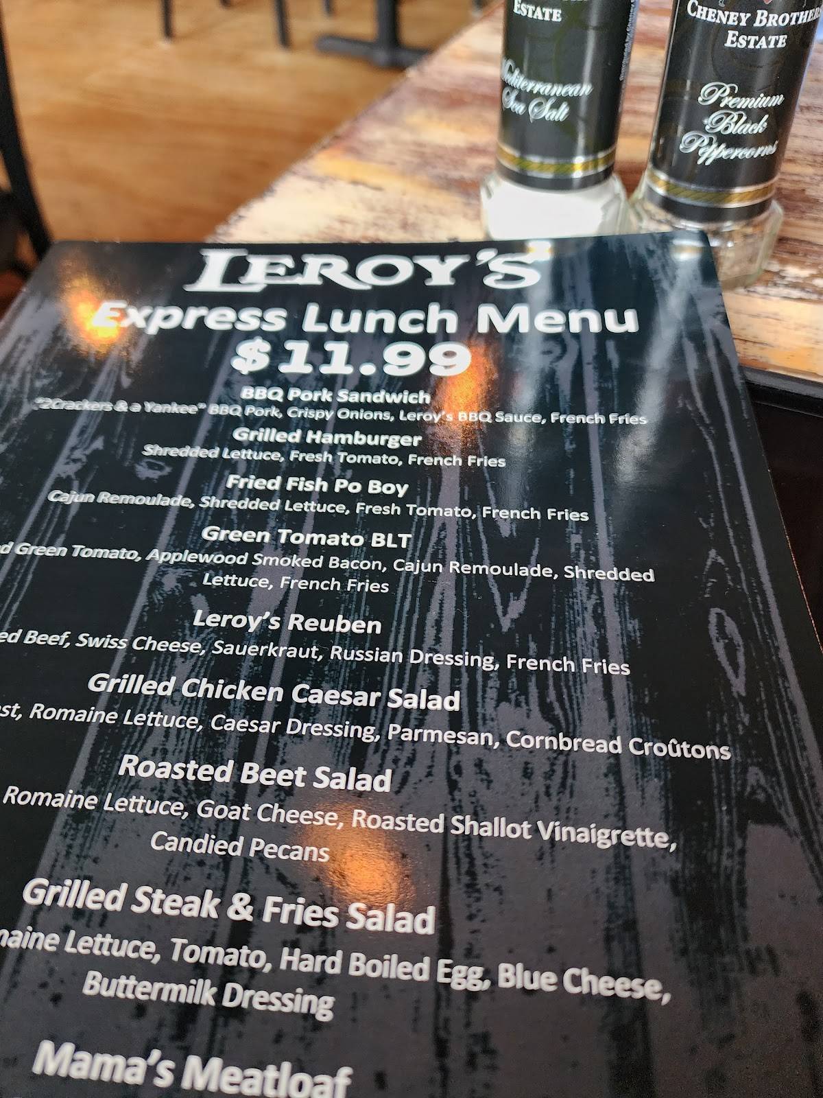 Menu at Leroy's Southern Kitchen & Bar, Punta Gorda