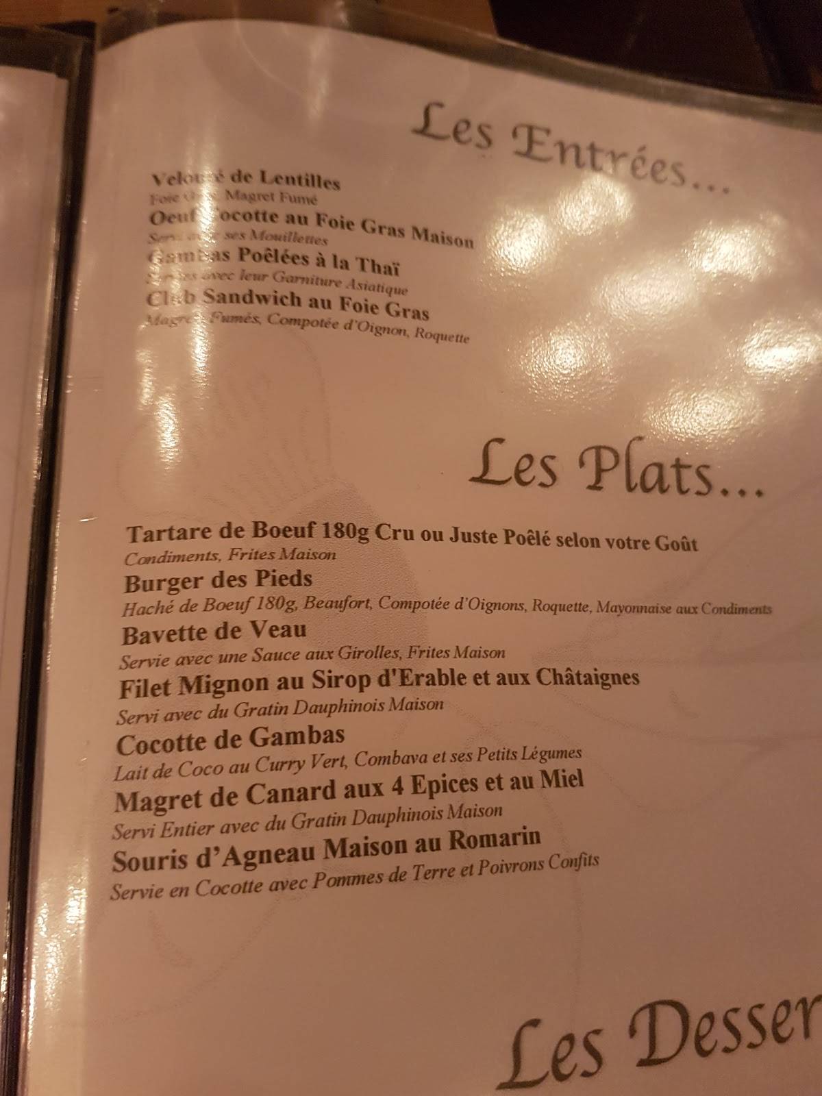 Menu au Les pieds dans le plat restaurant, Orléans