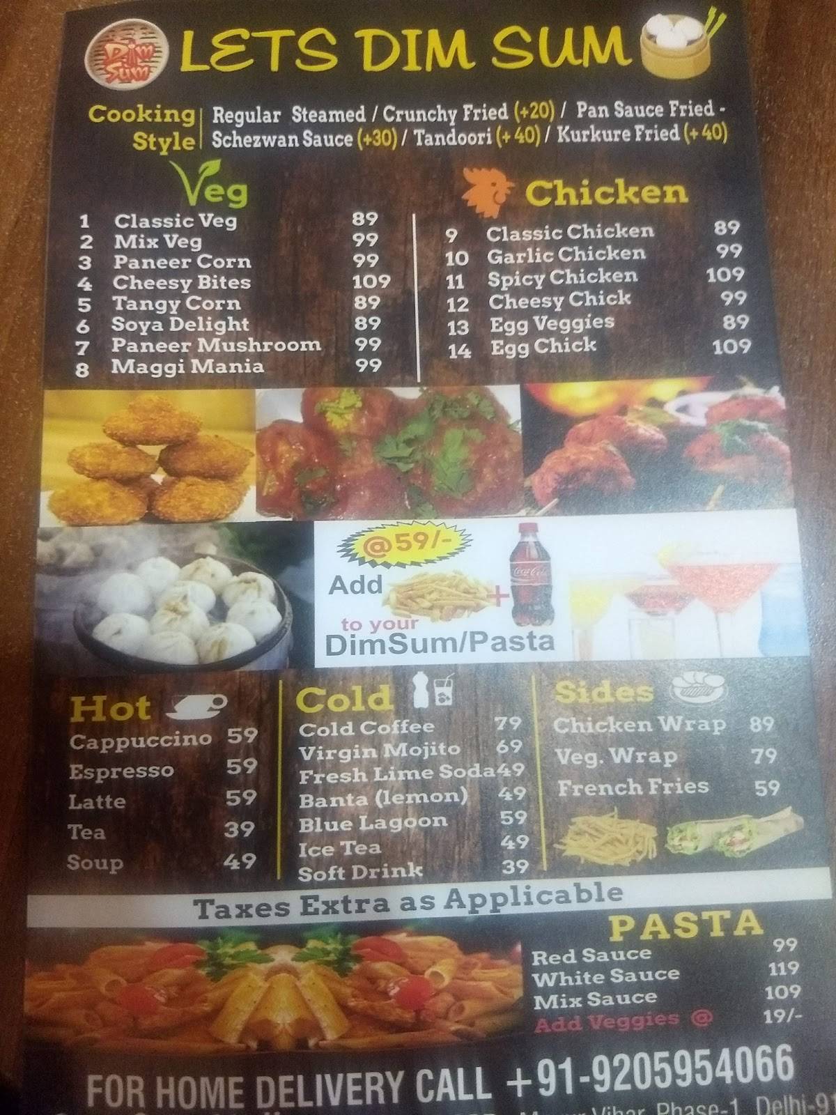 Menu at Let's Dim Sum, New Delhi, H7VW+3J6