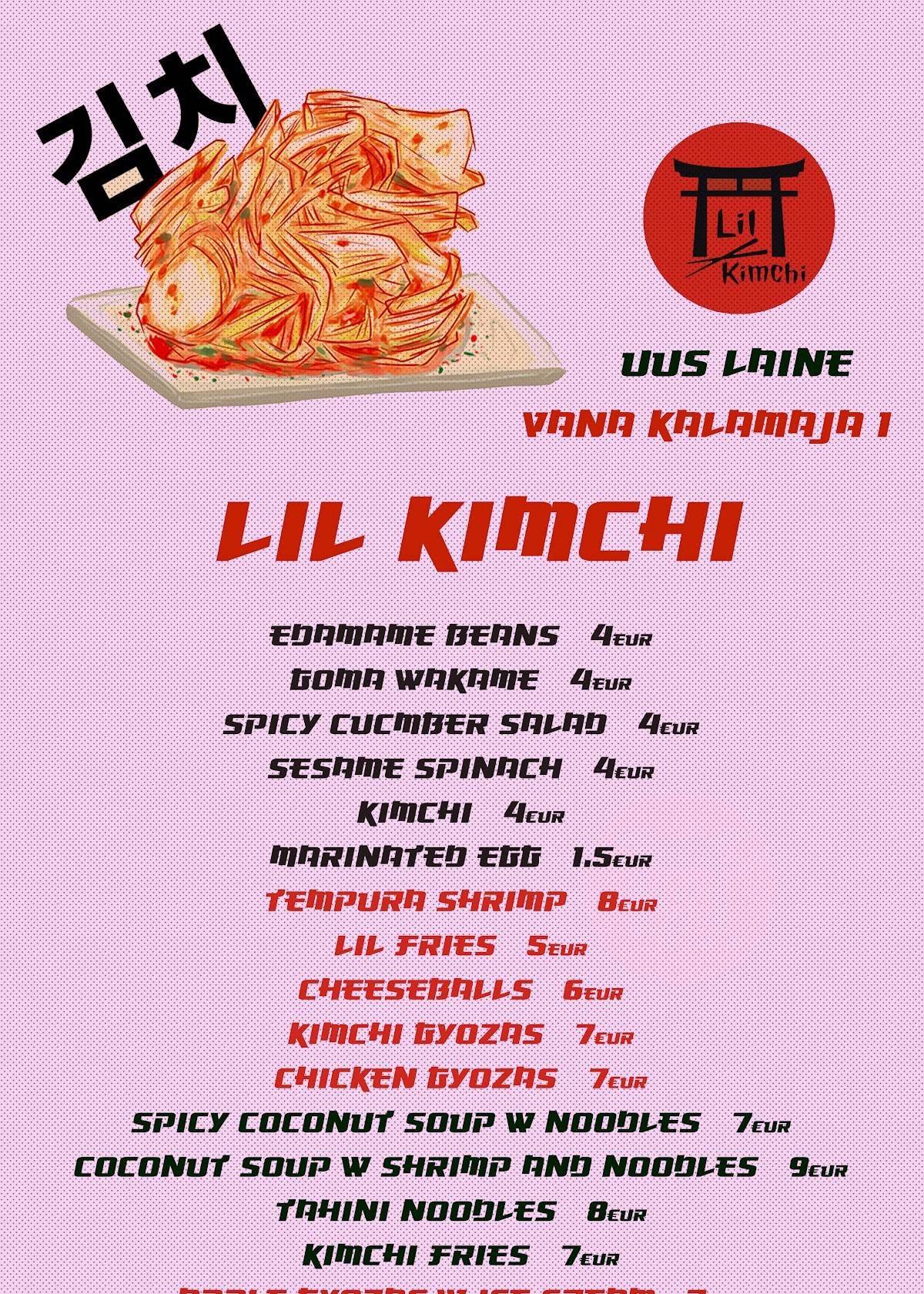 Speisekarte von Lil Kimchi restaurant, Tallinn
