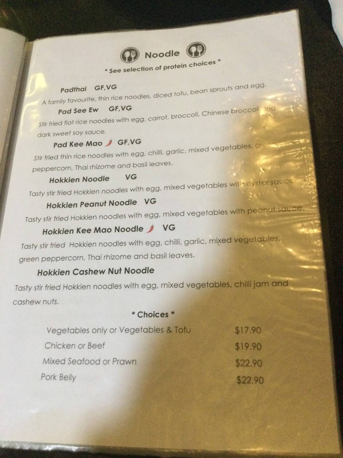 Menu at Limlong Thai Restaurant, Forster