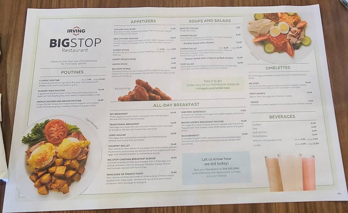 Menu at Lincoln Big Stop Restaurant, Waasis, 415 Nevers Rd