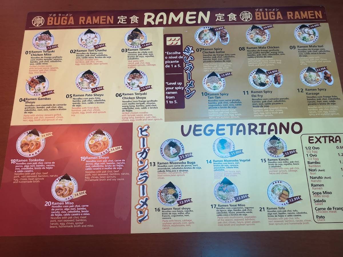 Menu at Buga Ramen Expo restaurant, Lisbon