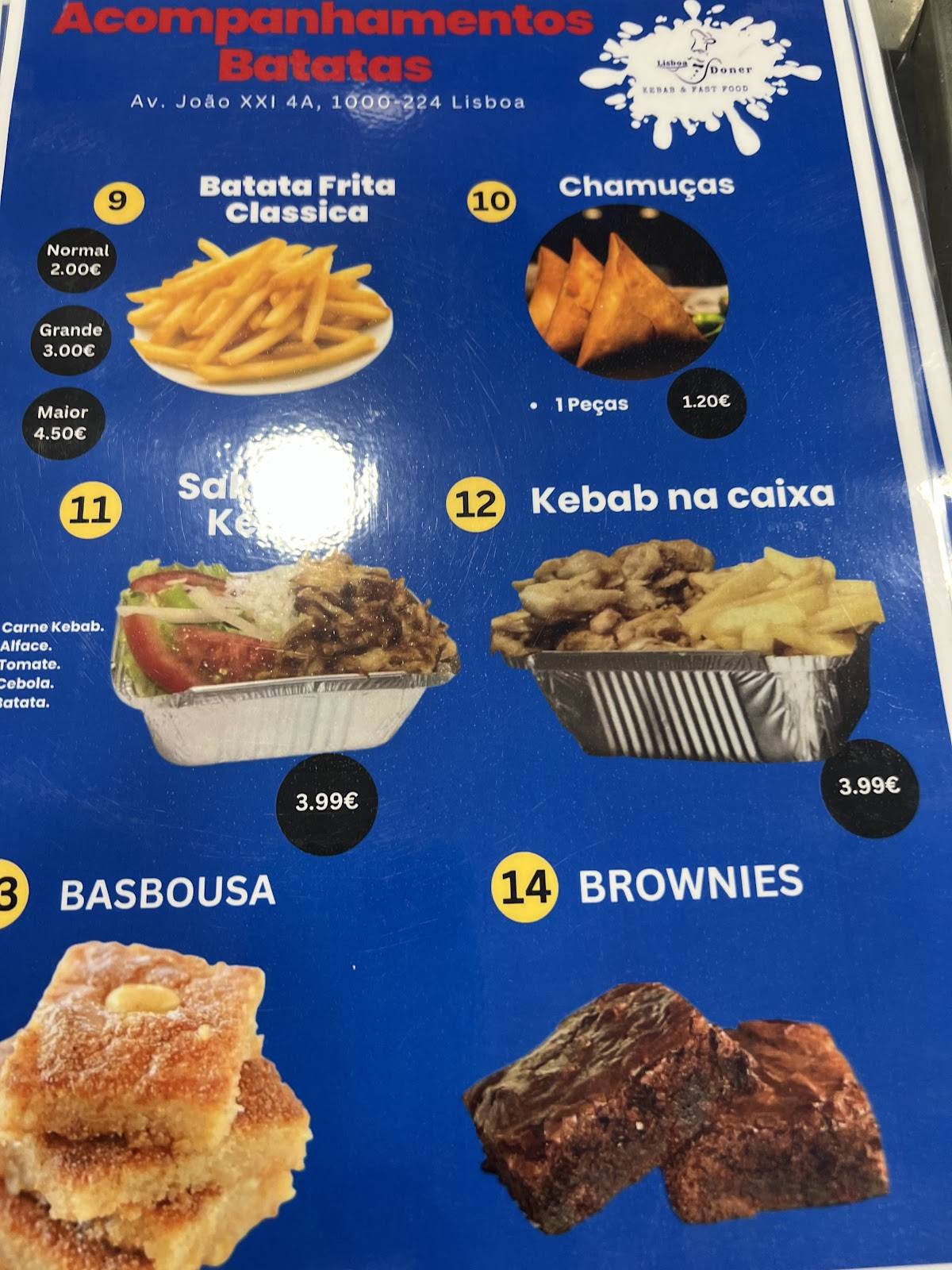 Menu em Lisboa Doner Kebab & Fast Food (Halal), Lisboa