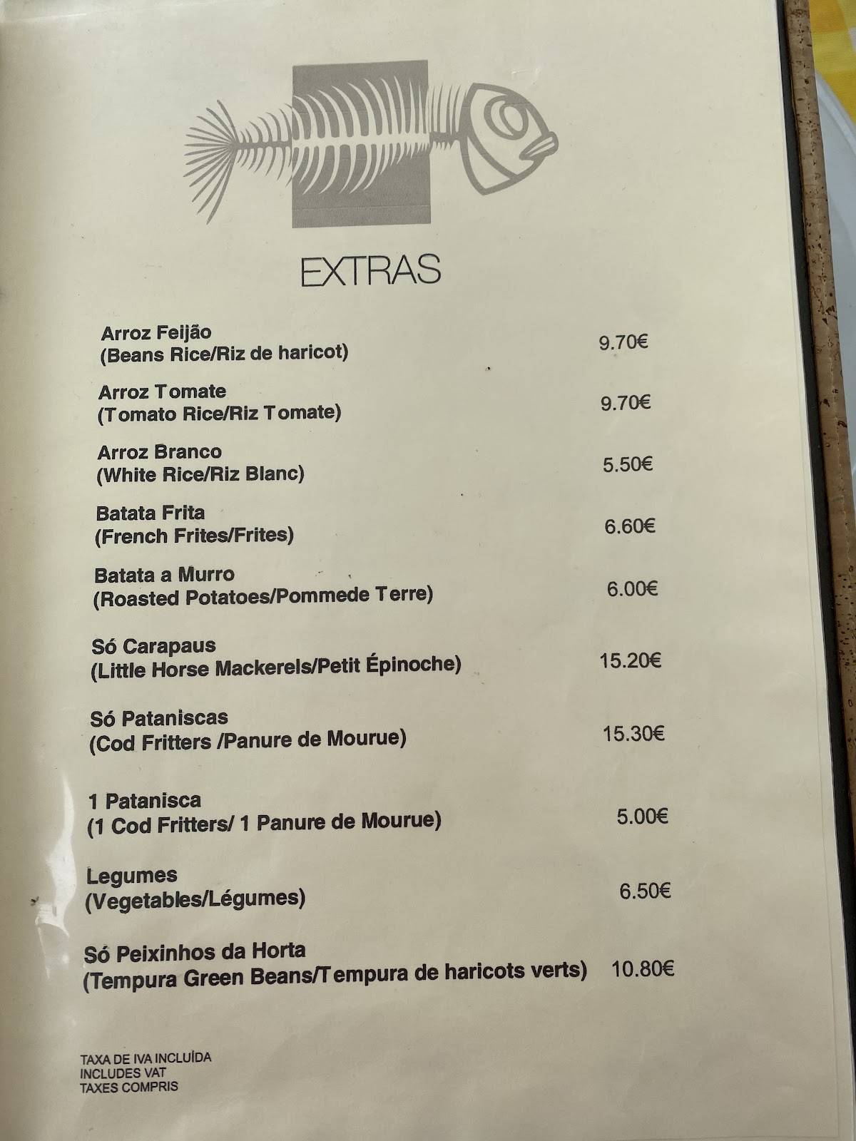 Menu at Restaurante Ponto Final, Almada