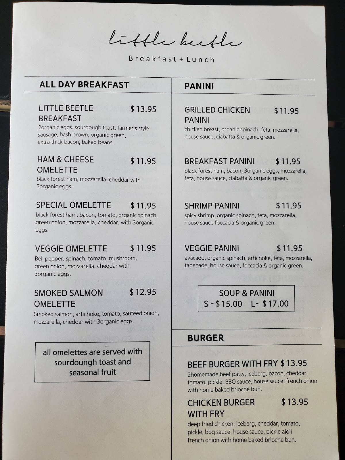 Menu at Little Beetle restaurant, Chilliwack