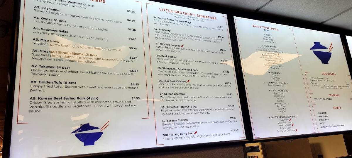 Menu at Little Brother restaurant, Fargo