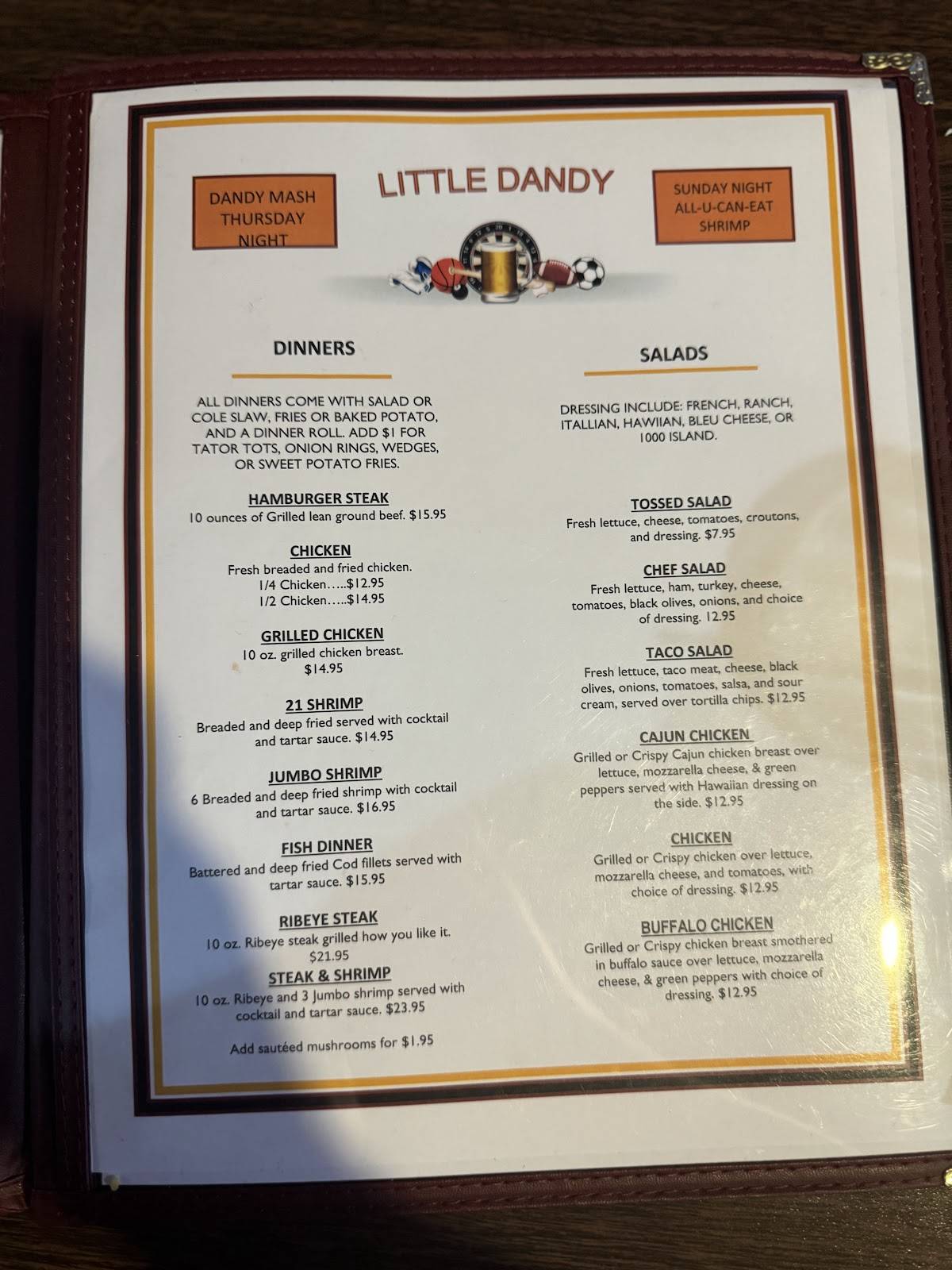 Menu at Little Dandy Bar & Grill, Le Center