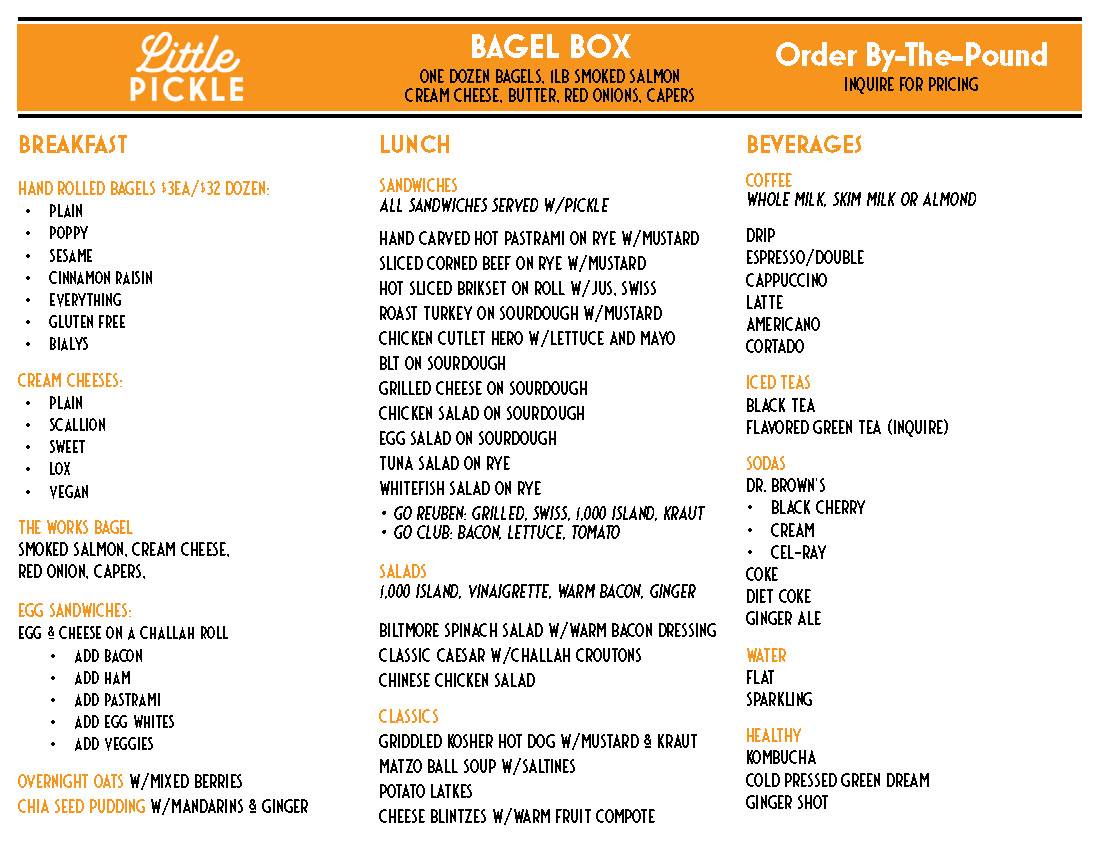 Menu at Little Pickle restaurant, Phoenix