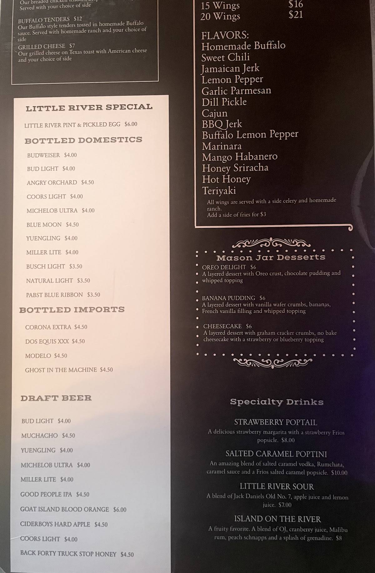 Menu at Little River Burgers & Brews restaurant, Fort Payne