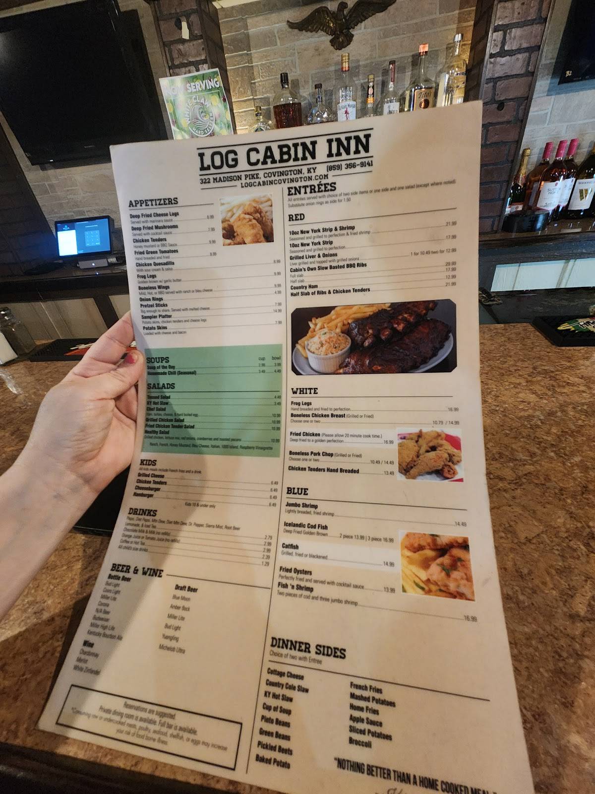 Menu at Log Cabin Inn steakhouse, Covington, 322 Madison Pike