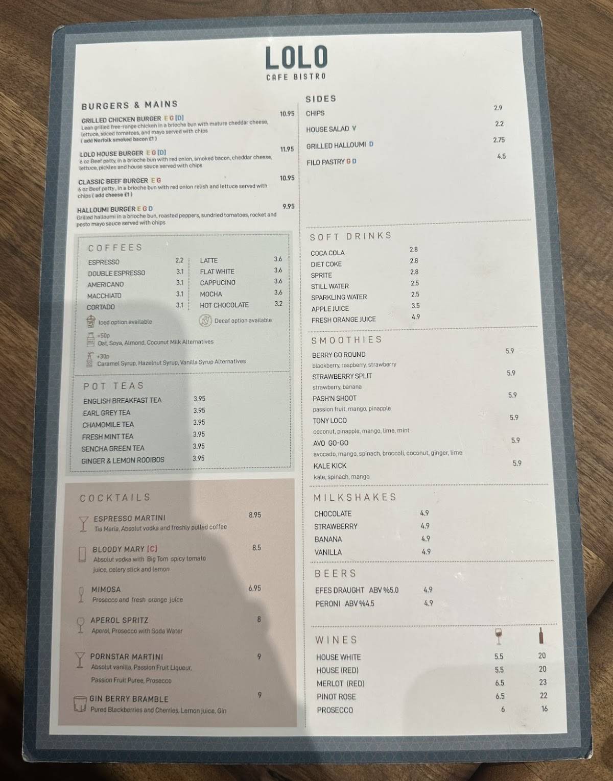 Menu at Lolo Cafe & Bistro ( Breakfast, Coffee, Lunch, Stevenage ...