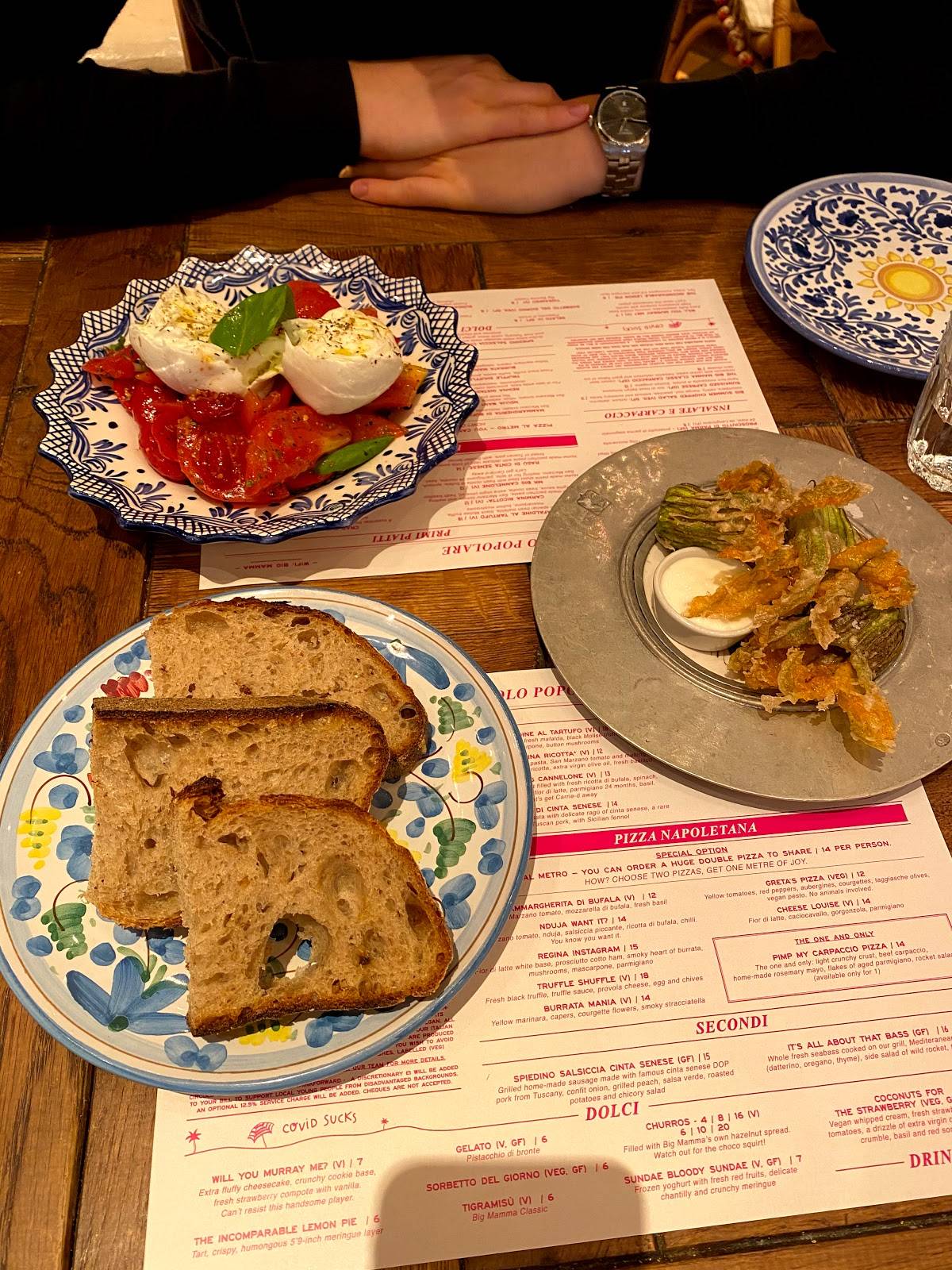 Menu at Circolo Popolare restaurant, London