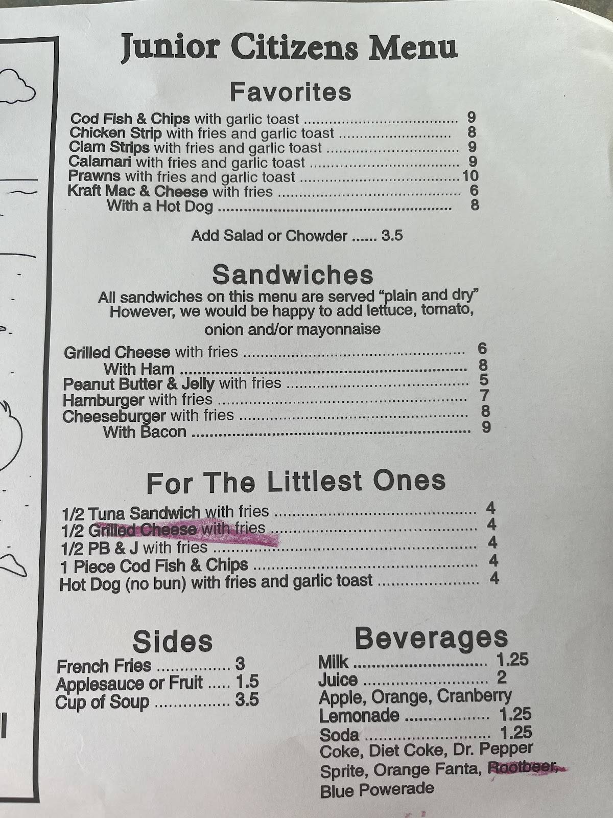 Menu at Drop Anchor Seafood & Grill restaurant, Long Beach