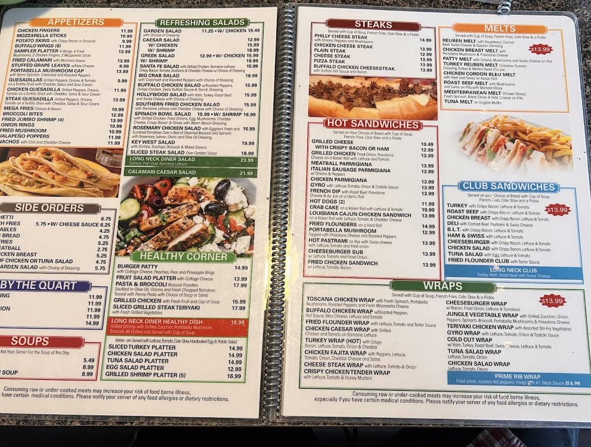 Menu at Long Neck Diner restaurant, Long Neck, Plaza Drive #6
