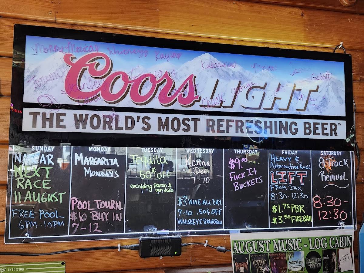 Menu at Long's Log Cabin Bar & Package, Welaka