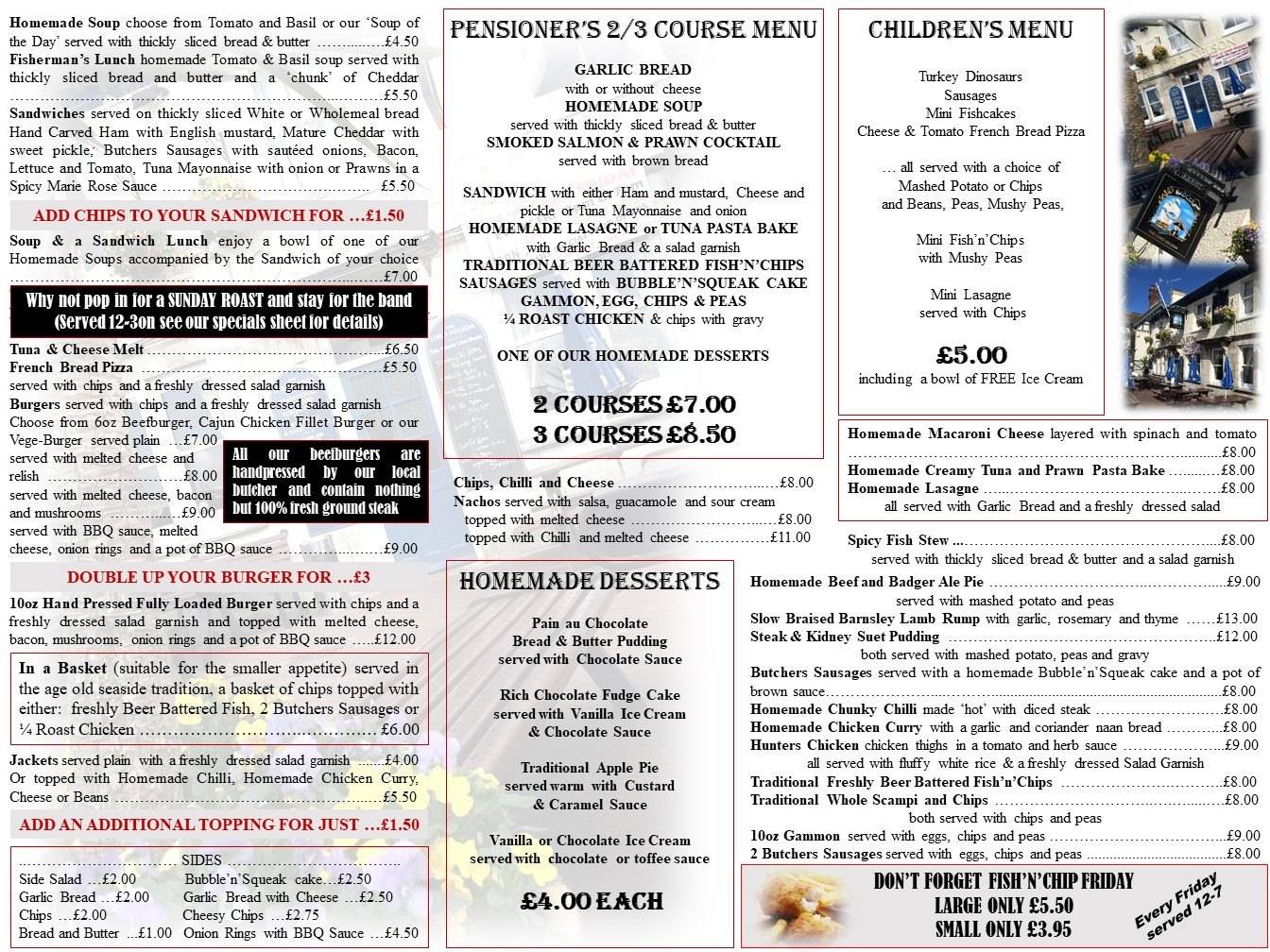 Menu at Lord Nelson Poole pub & bar, Poole