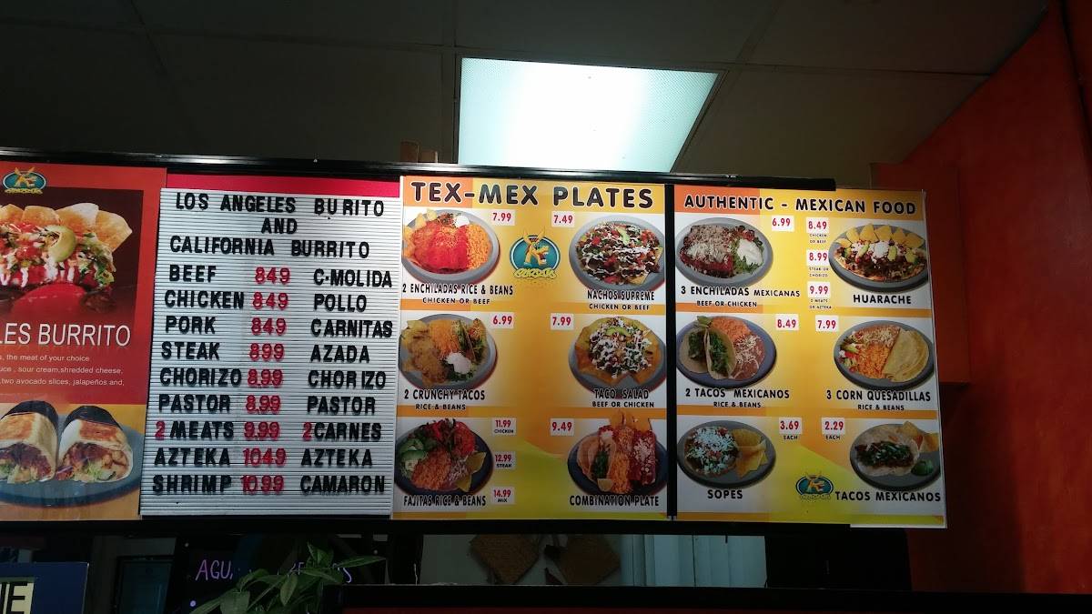 Menu at Los Angeles Burrito Alabaster restaurant, Alabaster