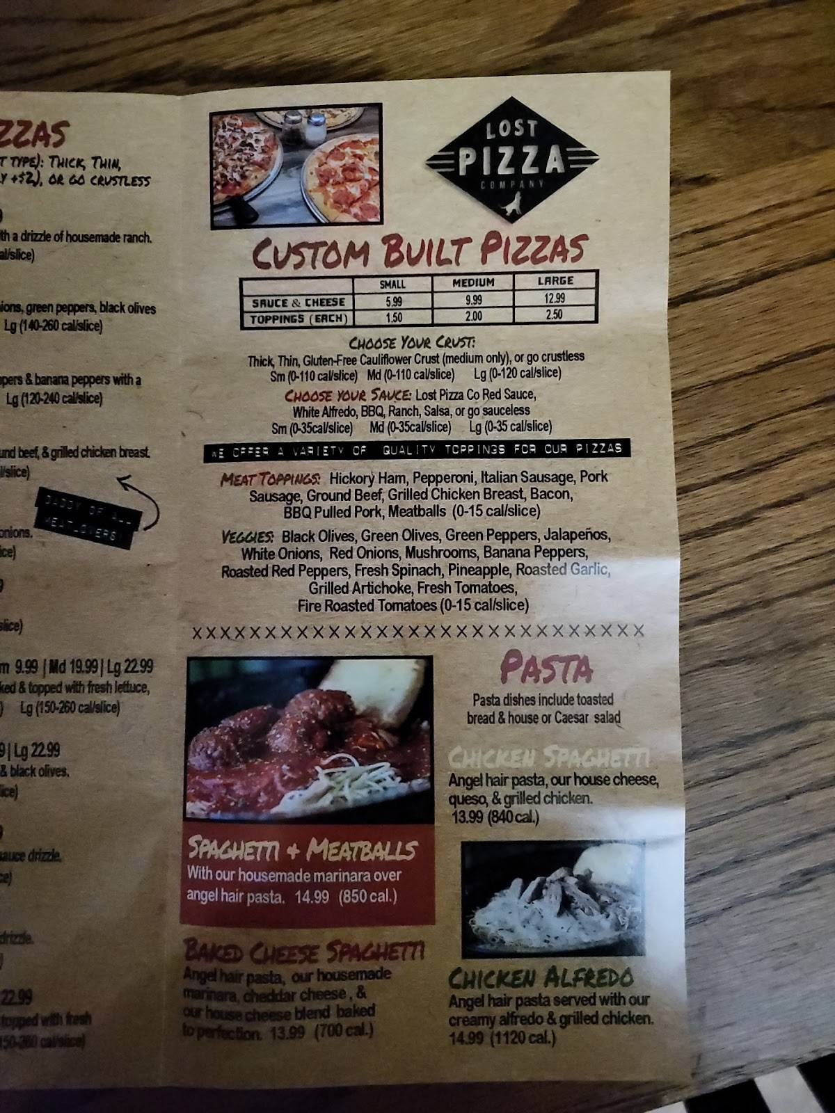 Menu at Lost Pizza Co. Southaven pizzeria, Southaven, Getwell Rd #108