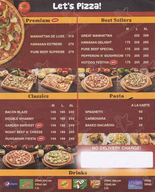 Menu at Lots A Pizza, Manila, 4/F