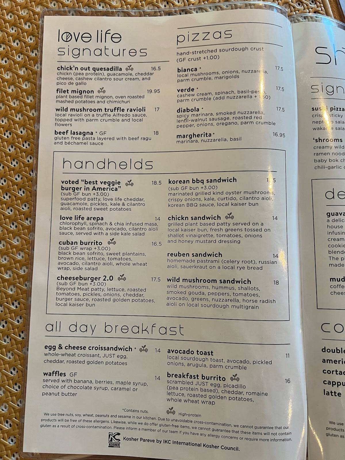 Menu at Love Life Cafe, Miami, 545 NW 26th St