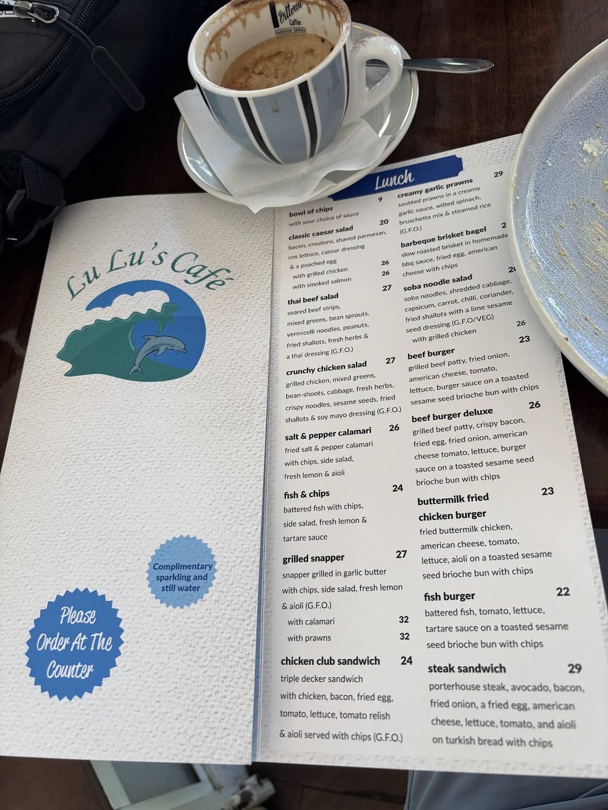 Menu at Lu Lu's Cafe, Rockingham