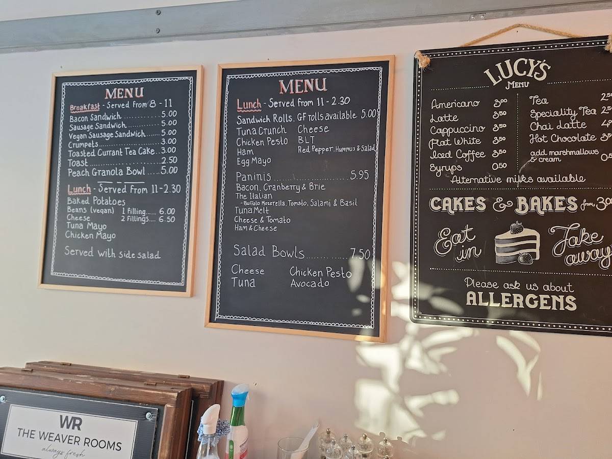Menu at Lucy's Little Bake House restaurant, Halifax