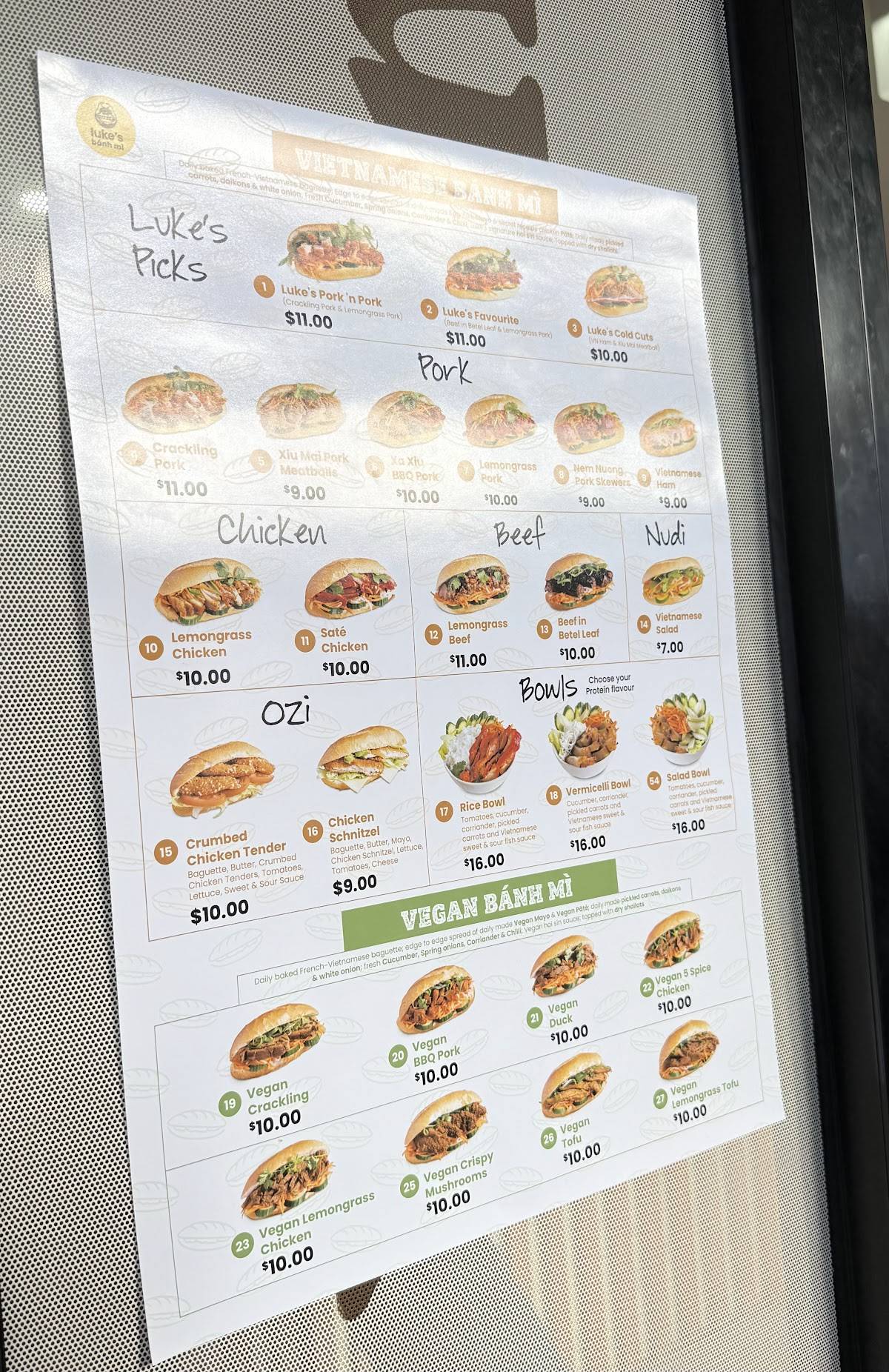 Carta del restaurante Luke’s Bánh Mì, Moonee Ponds