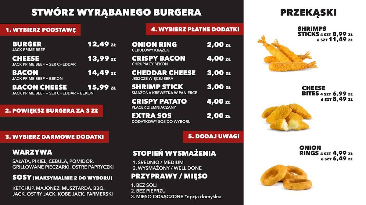 Menu at Lumberjacks Burgers restaurant, Nowy Sacz