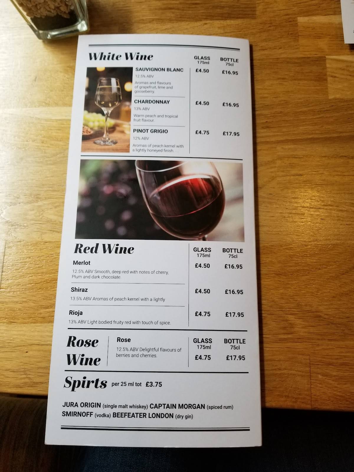 Menu at Luscious restaurant, Edinburgh