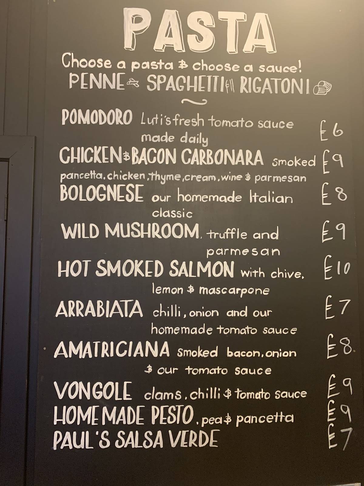 Menu at Luti’s Pizza and Pasta Parlour pizzeria, Callander