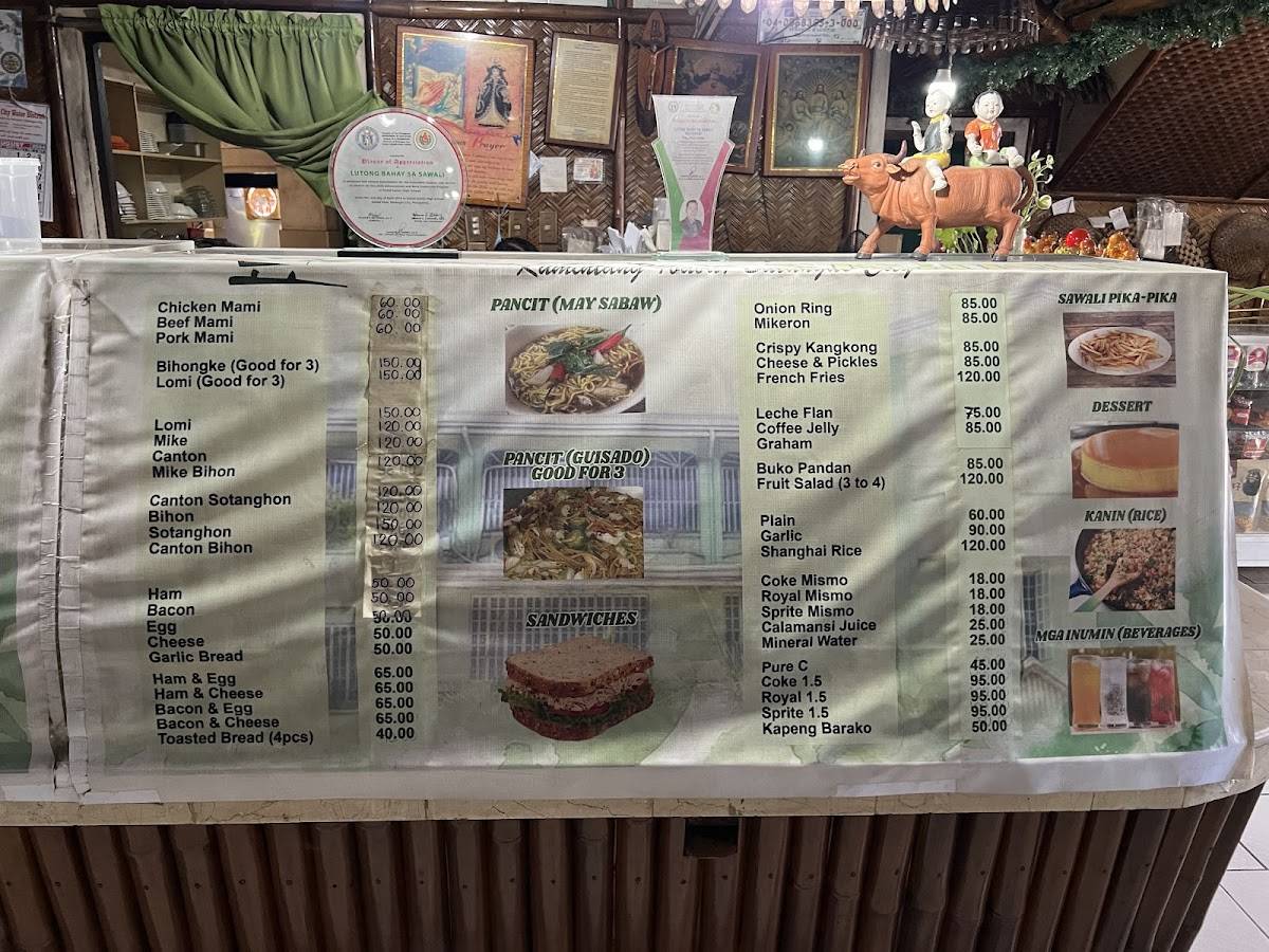 Menu at Lutong Bahay sa Sawali restaurant, Batangas