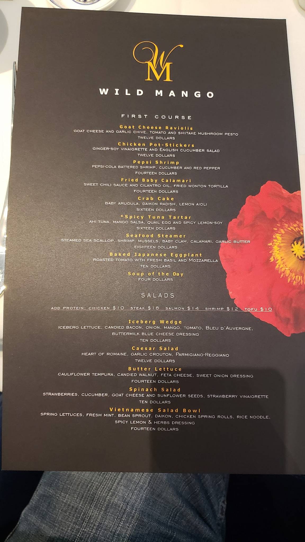 Menu at Wild Mango Restaurant and Bar-Legacy Village, Lyndhurst