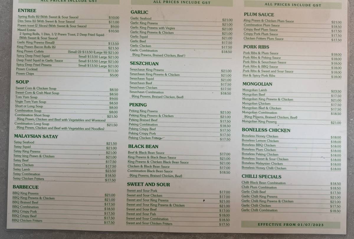 Menu at MR Lee's Chinese Takeaway fast food, Maryland