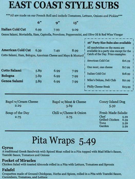 Menu at MSM Deli restaurant, Tacoma