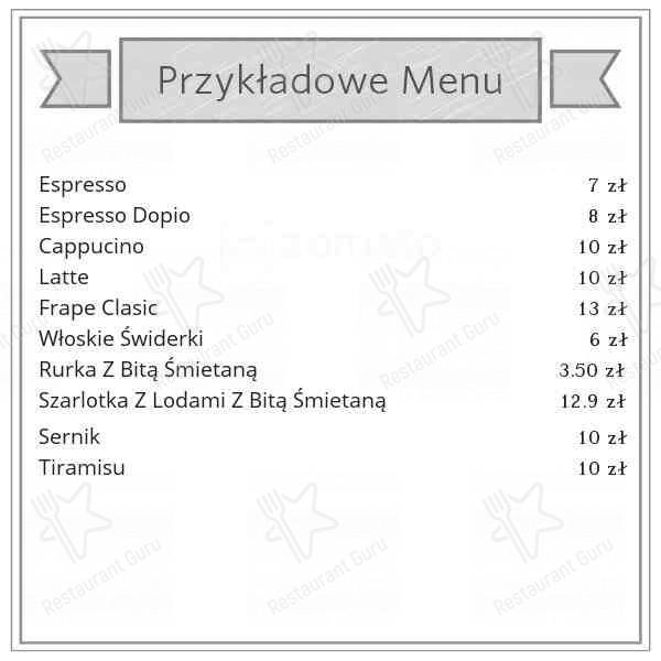 Menu at Magia d'italia cafe, Warsaw, Ulica Koszykowa 63