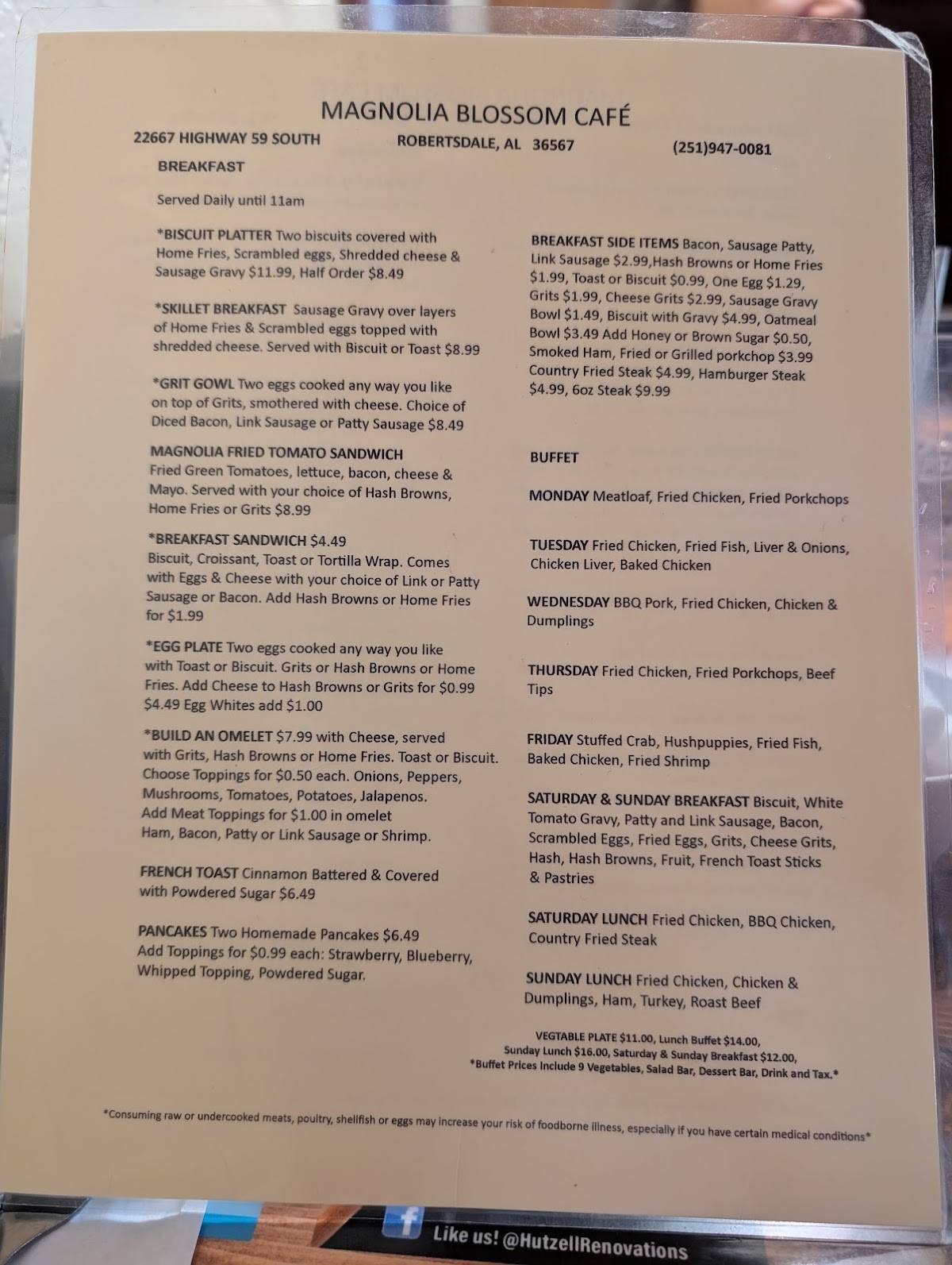 Menu at Magnolia Blossom Cafe, Robertsdale, AL-59