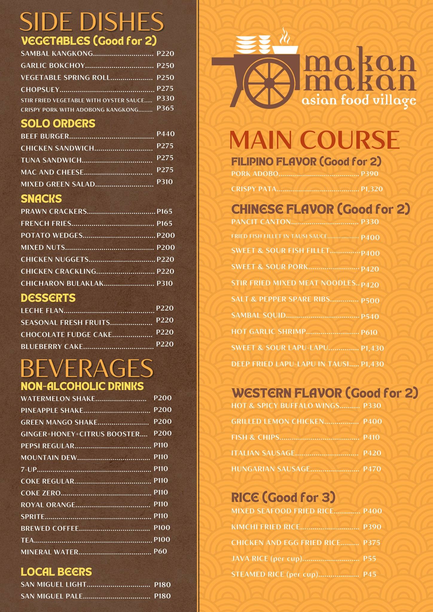 Menu at Makan Makan Asian Food Village restaurant, Manila, L2 Ocean ...