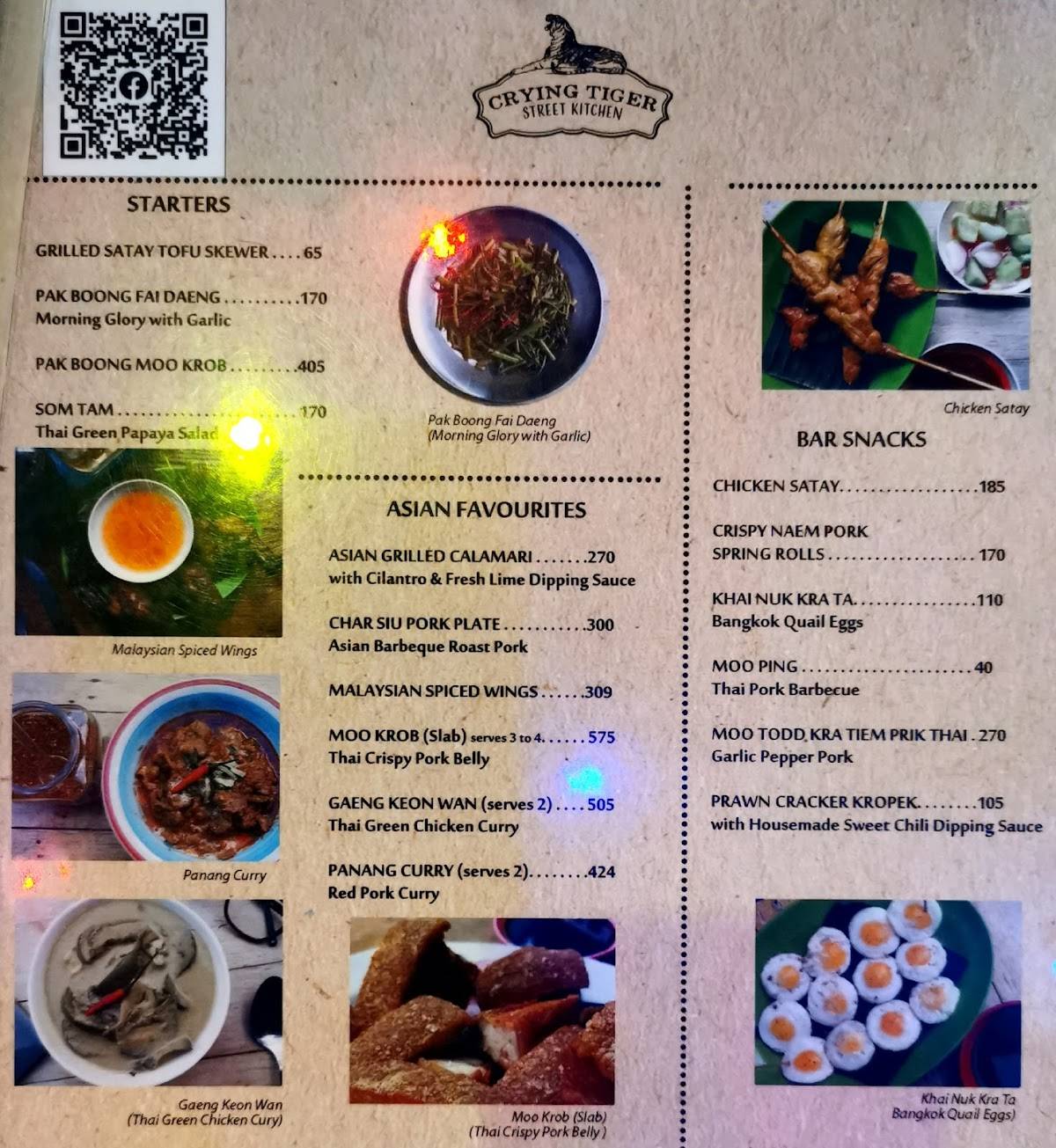 Menu at Crying Tiger Street Kitchen restaurant, Makati