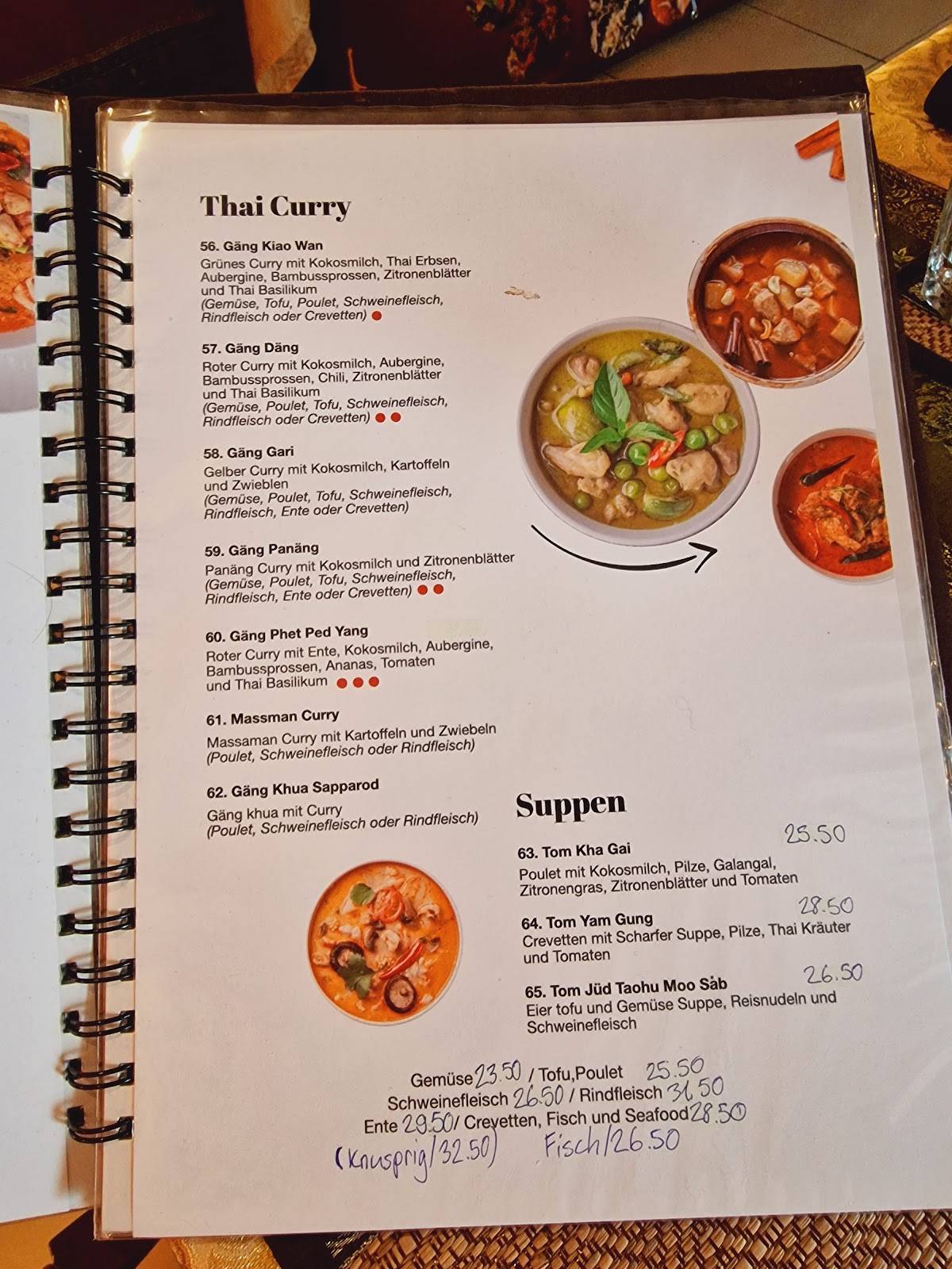 Speisekarte von Thai Restaurant Maliwan, Niedergösgen
