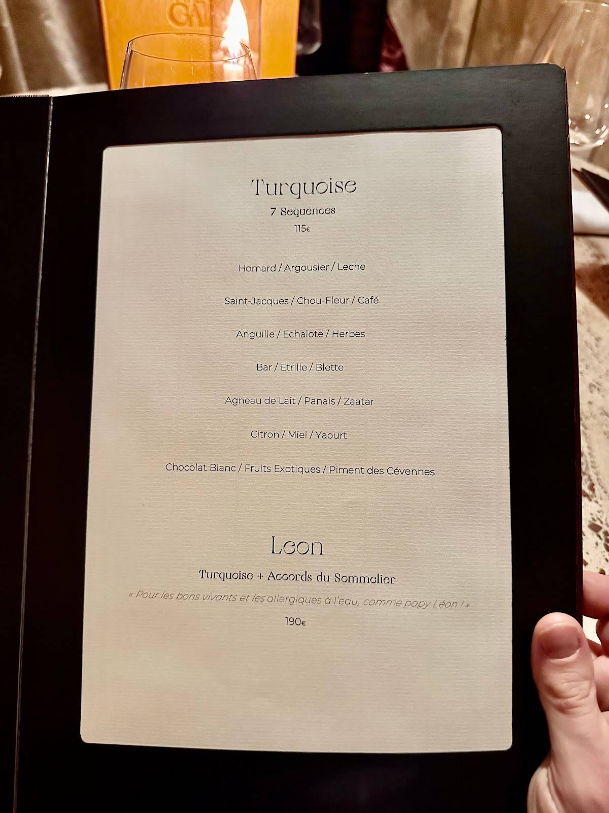 Menu au Mallory Gabsi restaurant, Paris